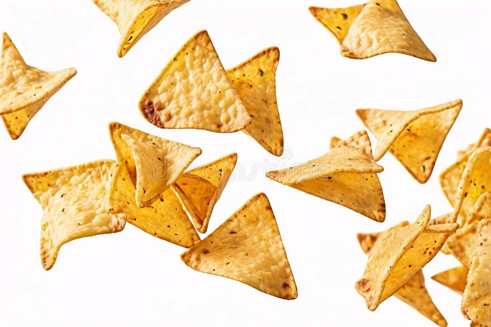 Crispy Triangular Chips Falling in Mid-air Stock Illustration ...