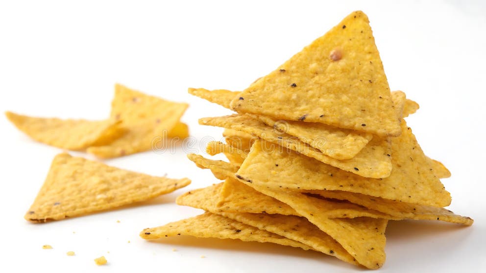 Crispy Triangular Corn Chips and Nachos for Snacks and Parties Stock ...