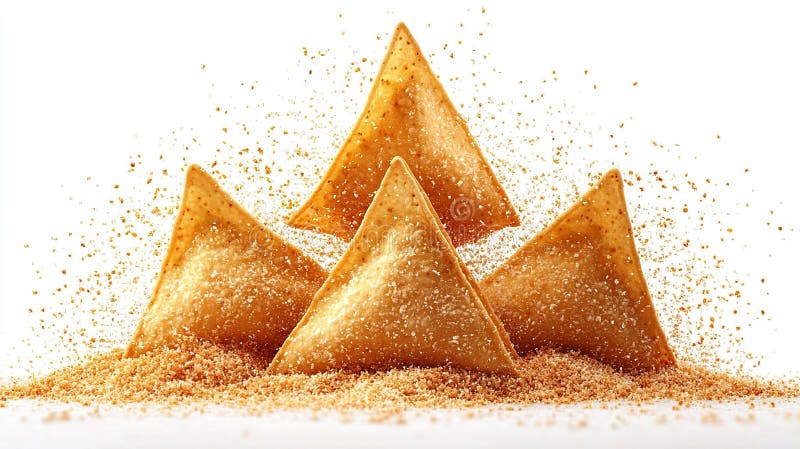 Crispy Triangular Tortilla Chips Resting Atop a Bed of Seasoning, with ...