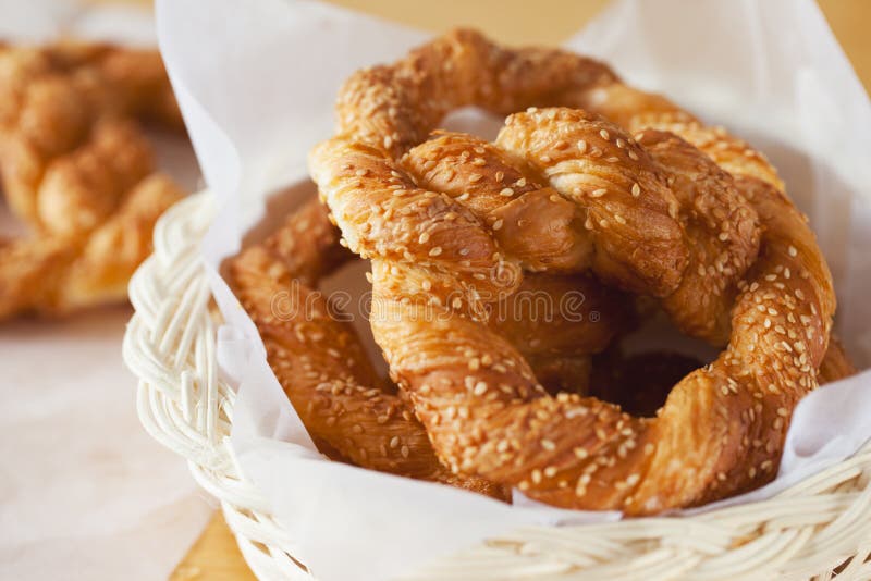 Crispy Twist Bread Sesame Snack Coffee Break Stock Photos - Free ...