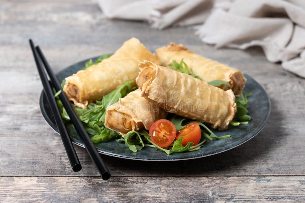 Crispy Vegetables Spring Rolls Stock Image - Image of ceramic, asian ...