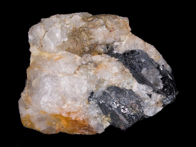 Cristais Do Volframite No Quartzo Foto de Stock - Imagem de metal ...