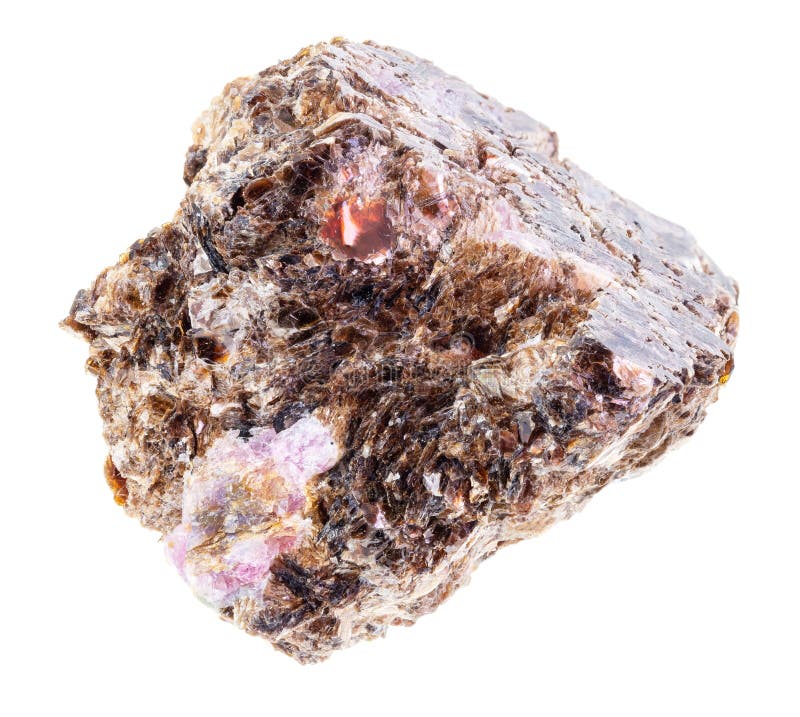 Cristalli Del Corindone Nella Pietra Cruda Della Flogopite Su Bianco ...