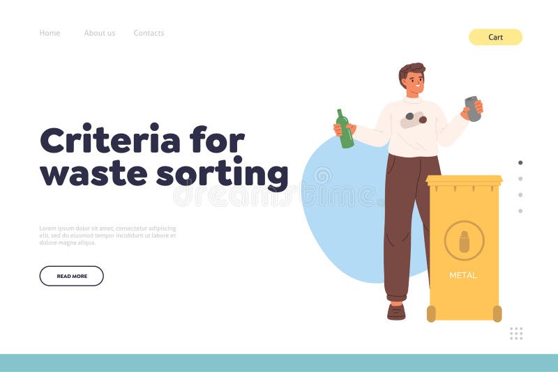 Criteria or Waste Sorting Concept of Landing Page with Man Throwing ...