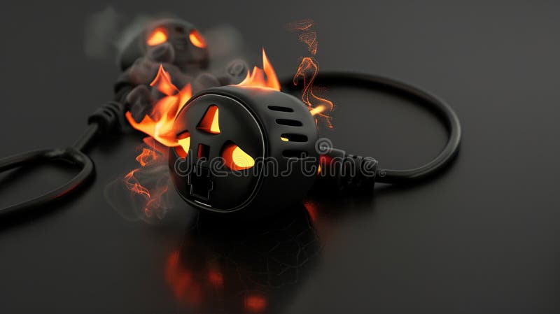 Critical Danger, Electric Plug Emitting Fire and Smoke. Generative Ai ...