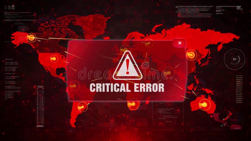 Critical Error Alert Warning Attack on Screen World Map Loop Motion ...