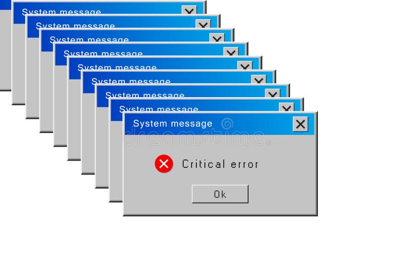 Critical Error Message. Retro Operating System Window with System Message and Alert about ...
