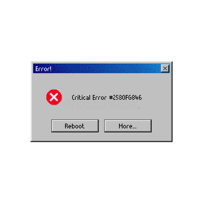 Critical Error Message Window Pc Popup Warning Stock Vector