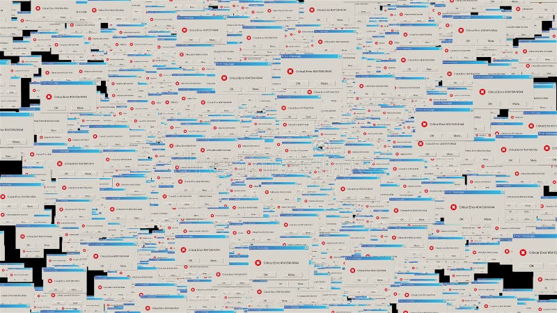 Red Critical Error Message Flashing On Screen Glitch Computer Hacking Attack Stock Footage