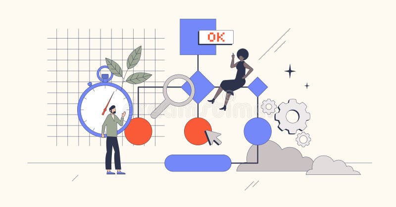 Critical Path Method As Project Management Tool Retro Tiny Person Concept Stock Vector ...