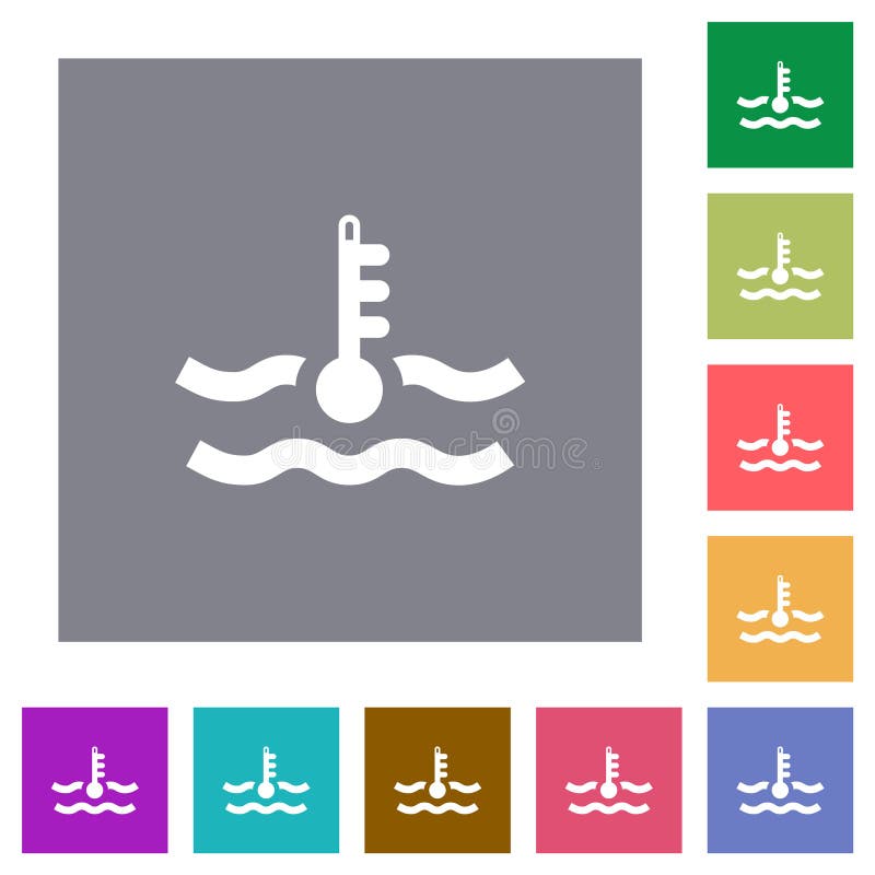 Critical Temperature Engine Coolant Square Flat Icons Stock Vector ...