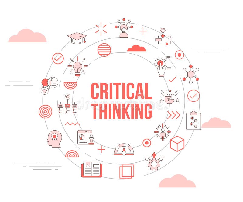 Critical Thinking Concept with Icon Set Template Banner and Circle ...