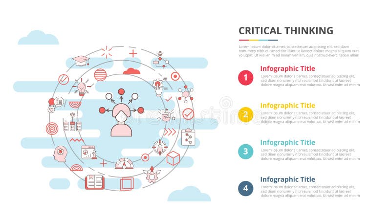 Infographic Critical Thinking Diagram with Seven Designs in Black and ...