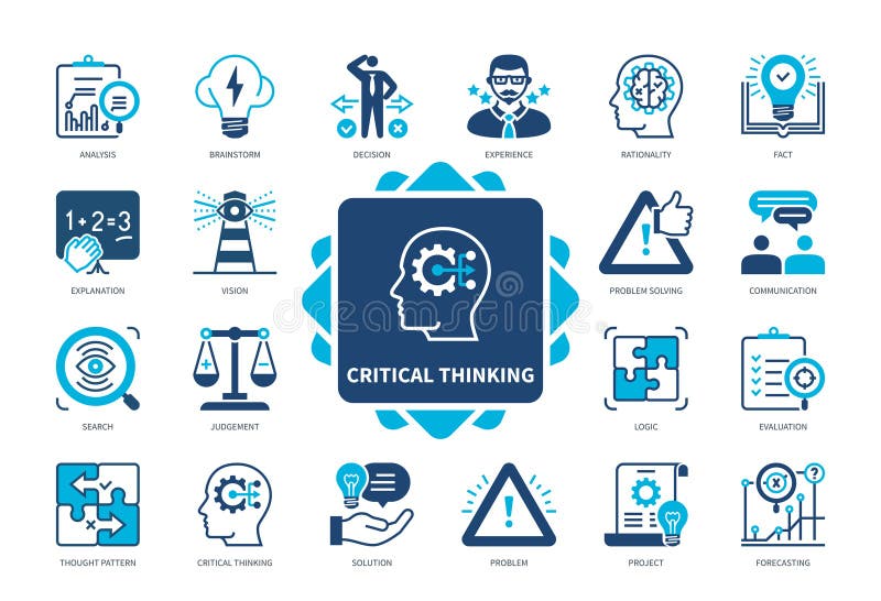 Critical Thinking Solid Icon Set Stock Illustration - Illustration of ...