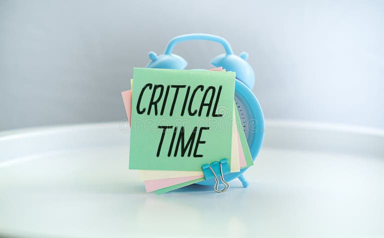 Critical Time - Text on Light White Background with Blue Alarm Clock ...