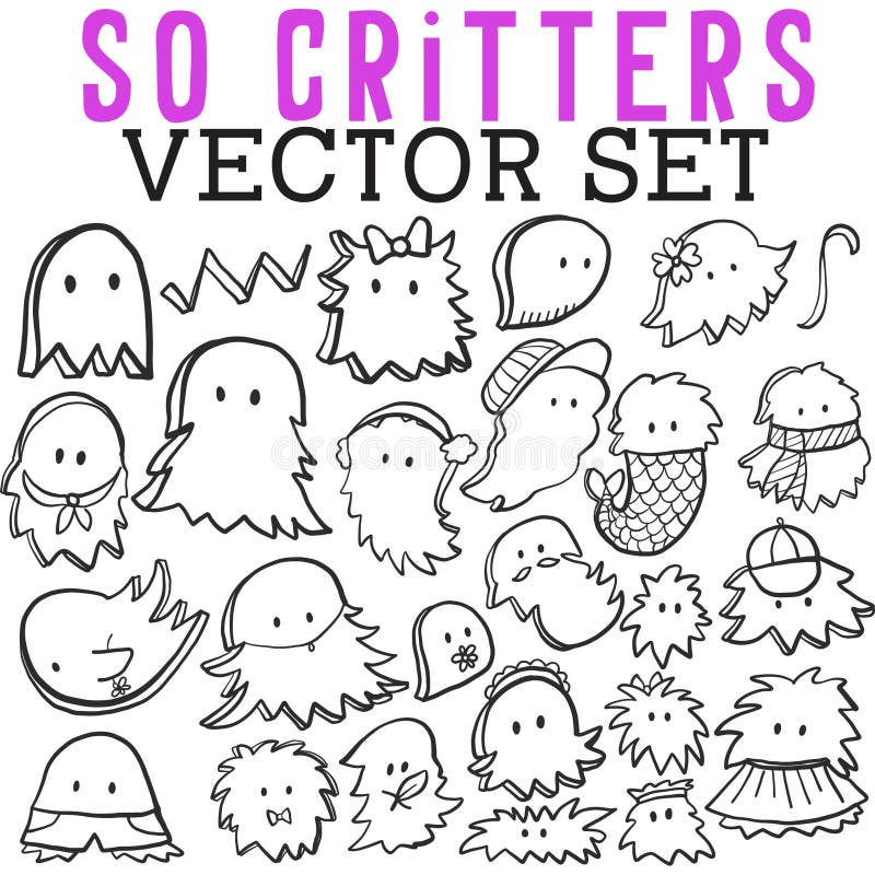 So Critters Vector Set with Ghosts, Furry Monsters, Blobs, and Other ...