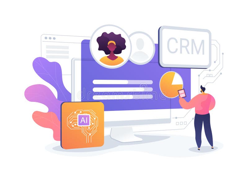 CRM with AI-Generated Insights Abstract Concept Vector Illustration ...