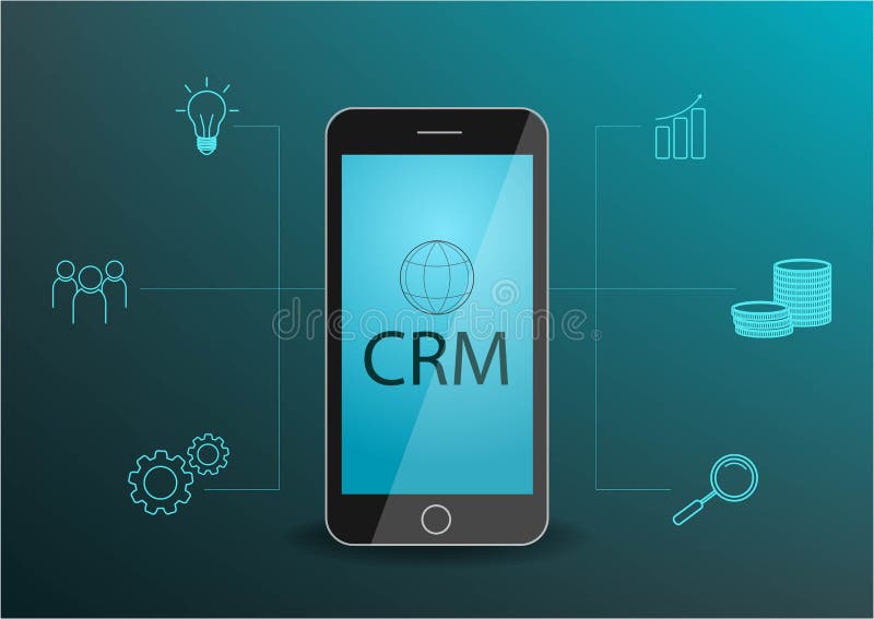 CRM Concept Design with Vector Elements. Flat Icons of Accounting ...