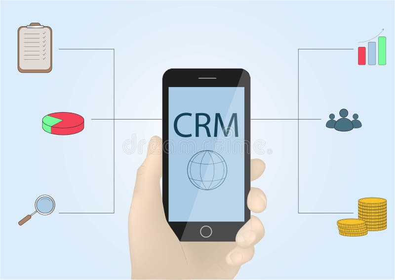 CRM Concept Design with Vector Elements. Flat Icons of Accounting ...