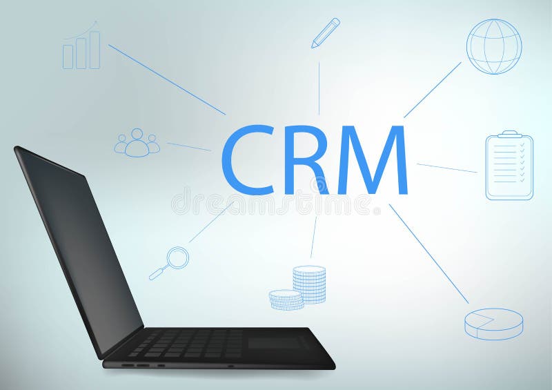 CRM Concept Design with Vector Elements. Flat Icons of Accounting ...