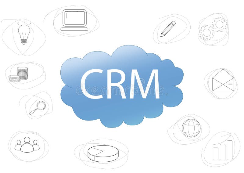 CRM Concept Design with Vector Elements. Flat Icons of Accounting ...