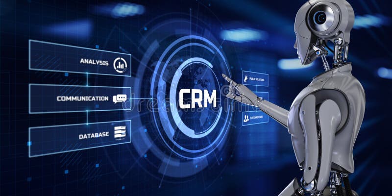 CRM Customer Relationship Management Automation RPA Concept. Robot ...
