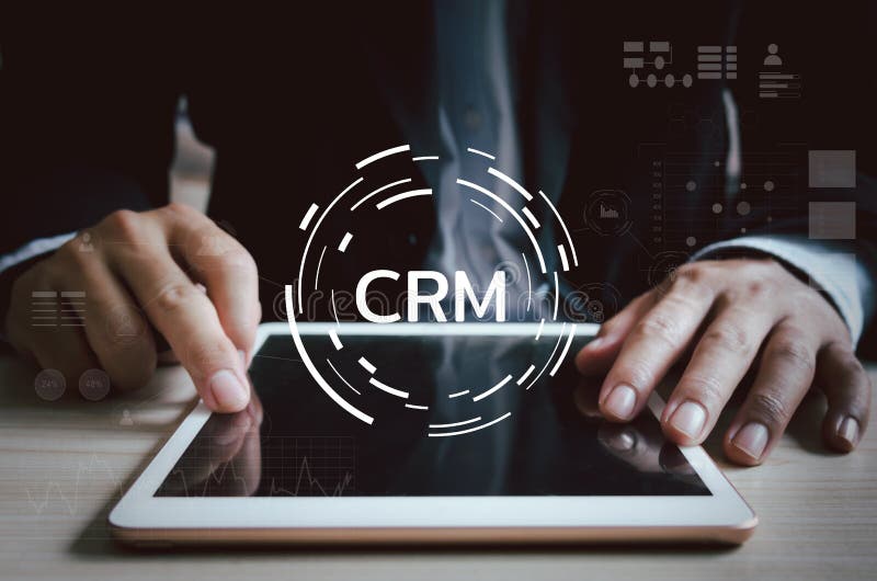 CRM Customer Relationship Management Business on Virtual Screen Concept ...