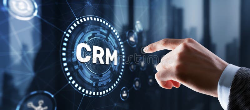 CRM Customer Relationship Management. Businessman Clicks Stock ...