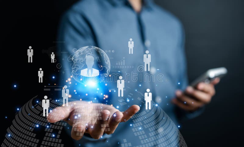 CRM or Customer Relationship Management Concept. Businessman Use ...