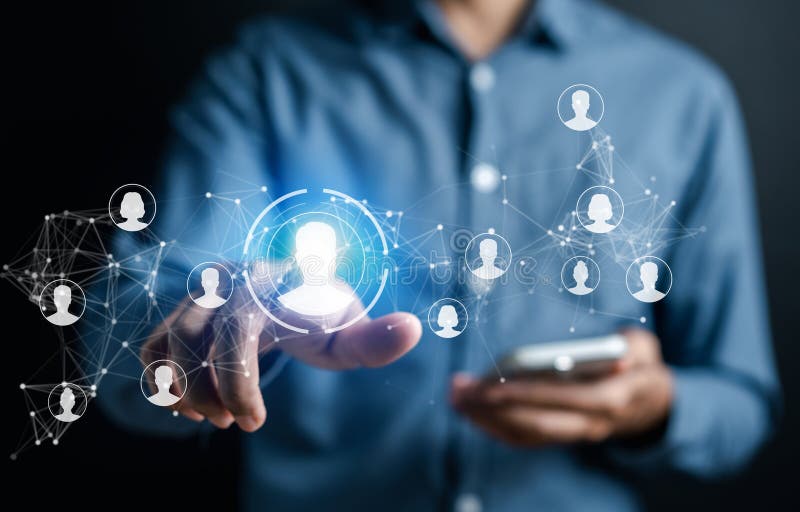 CRM or Customer Relationship Management Concept. Businessman Use ...