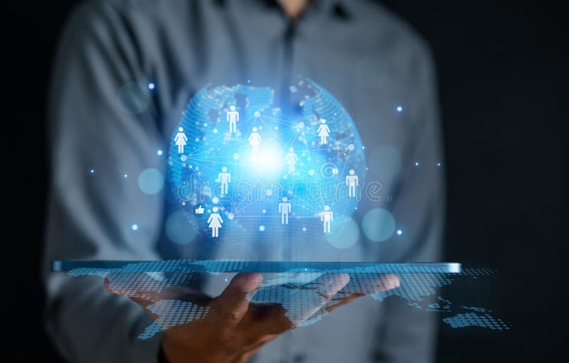 CRM or Customer Relationship Management Concept. Businessman Use ...