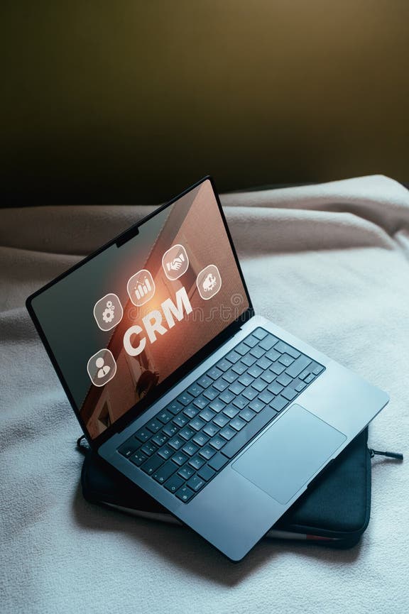 CRM Customer Relationship Management Concept Displaying on Laptop ...