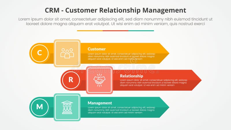 CRM Customer Relationship Management Infographic Concept for Slide Presentation with Rectangle ...