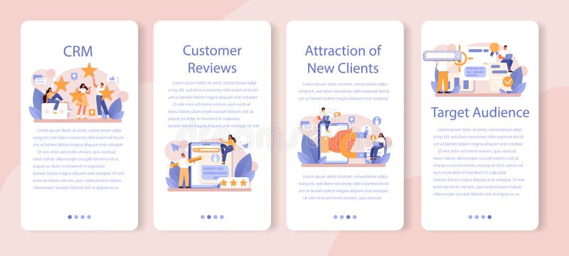 CRM or Customer Relationship Management Mobile Application Banner Set ...