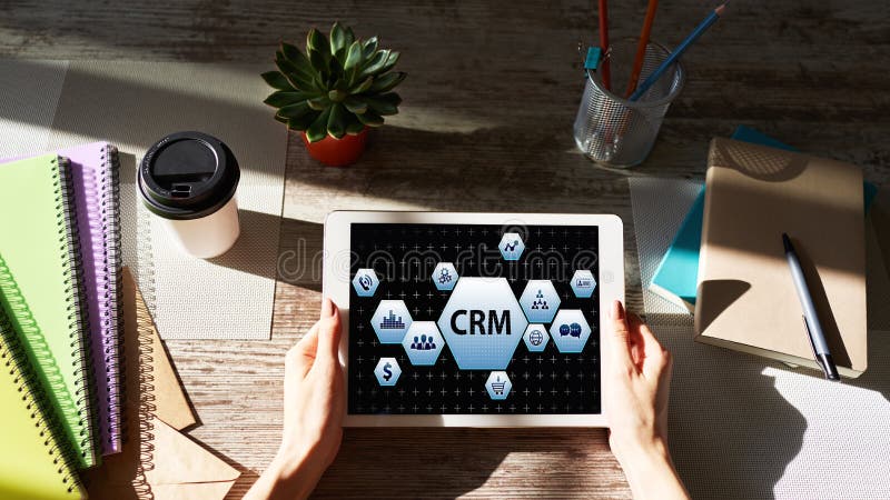 CRM - Customer Relationship Management System Concept on Screen. Stock ...