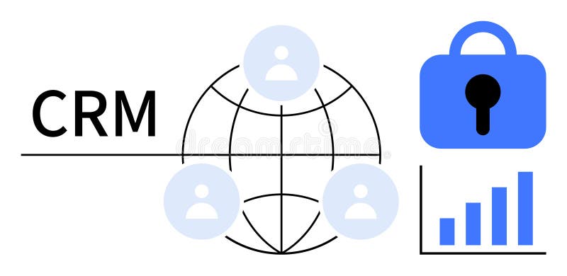 CRM Concept with Security Lock Network and Analytics Graph Stock ...