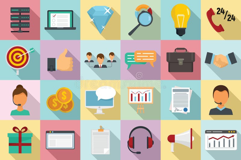 CRM icons set, flat style stock vector. Illustration of product - 168973362 CRM icons set, flat style stock vector. Illustration of product - 168973362