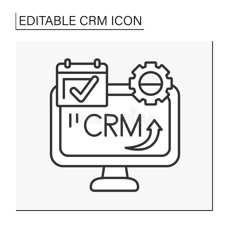 CRM line icon stock vector. Illustration of people, checking - 236947874