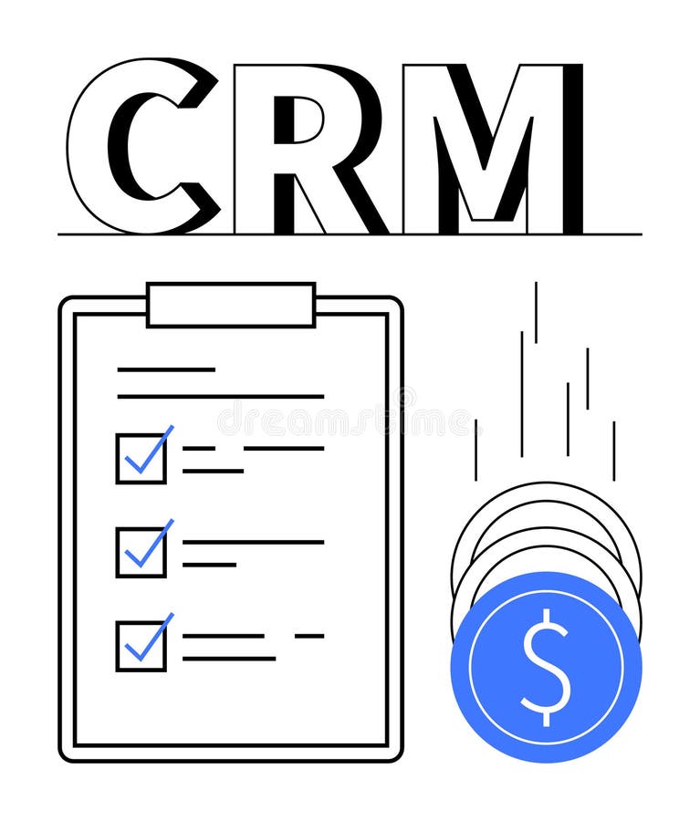 CRM Process Representation with Checklist and Dollar Coins for Business ...