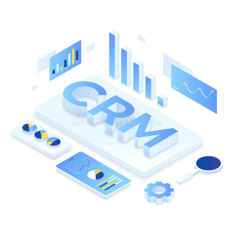 CRM Solution Isometric Illustration Concept Stock Illustration ...