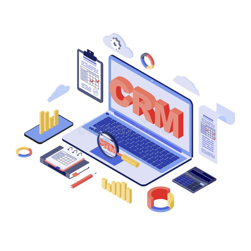 Customer Relationship Management Database Isometric Landing Page ...