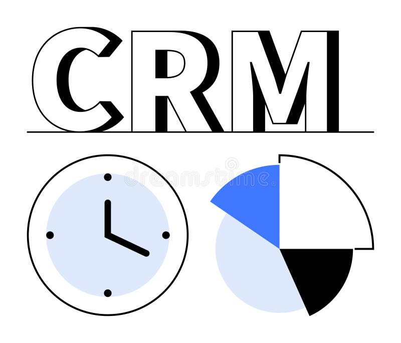 CRM Concept with Clock and Data Pie Chart Highlighting Time Management ...