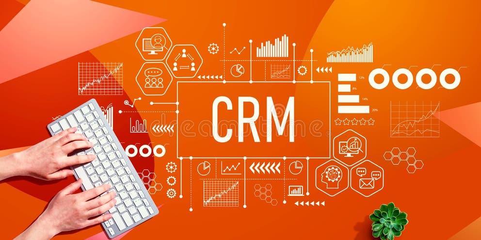 CRM Theme with Person Using Computer Keyboard Stock Photo - Image of ...