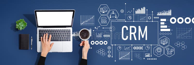 CRM Theme with Person Using Laptop Computer Stock Image - Image of ...
