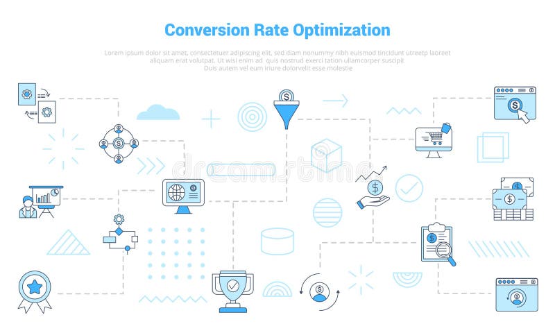 Cro Conversion Rate Optimization Concept with Icon Set Template Banner ...