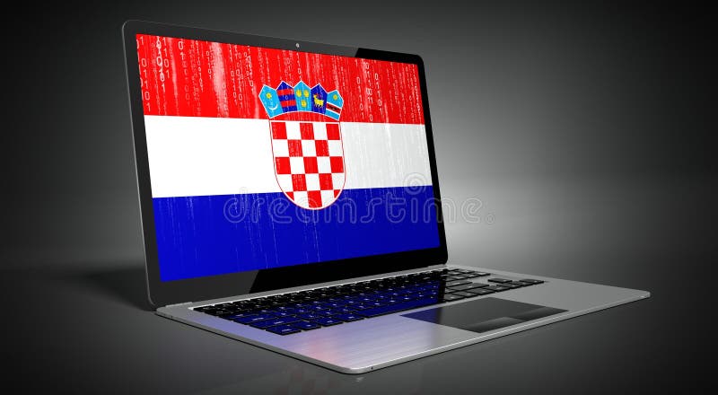 Croatia - Country Flag and Binary Code on Laptop Screen Stock ...