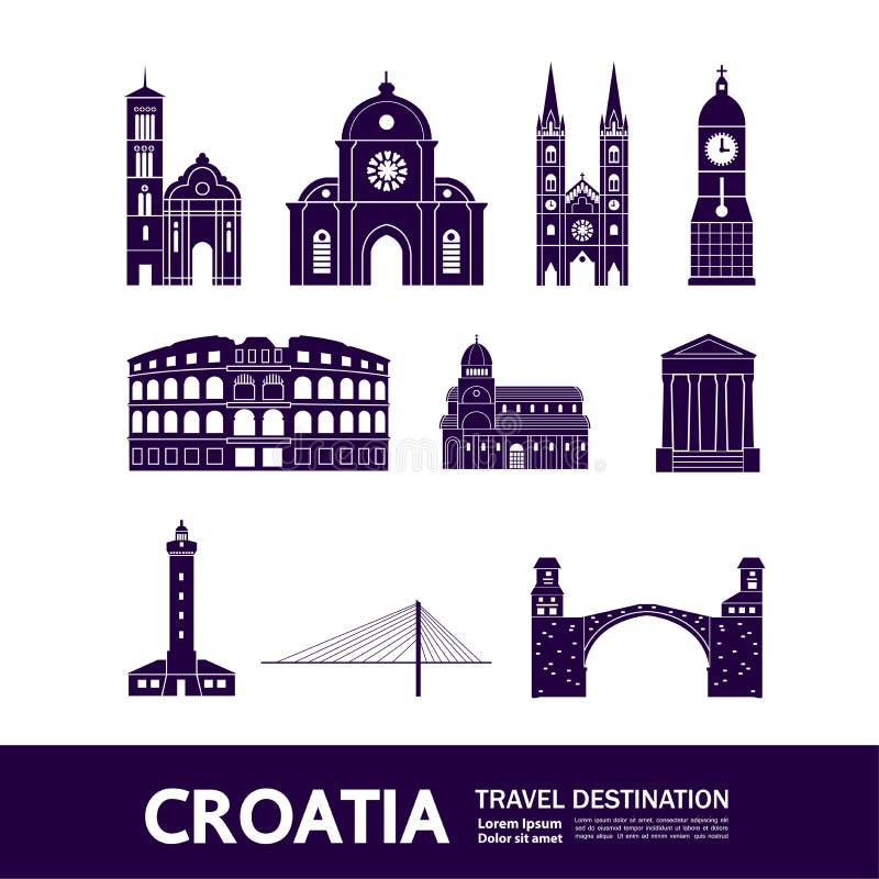 Croatia Travel Destination Grand Vector Illustration. Stock Vector ...