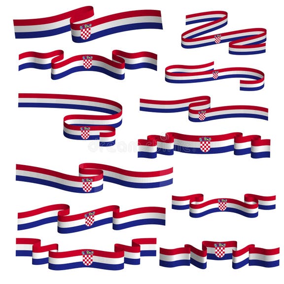 Croatia Flag Ribbon Vector Bundle Set Stock Vector - Illustration of ...