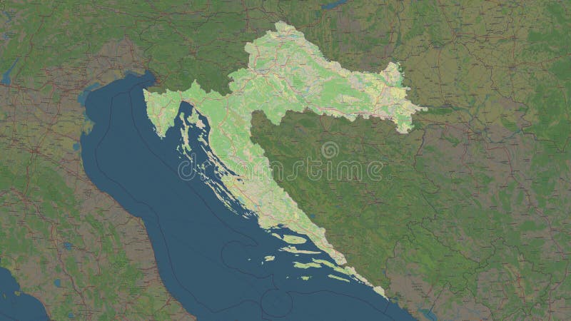Croatia Highlighted. Topo Standard Stock Illustration - Illustration of ...
