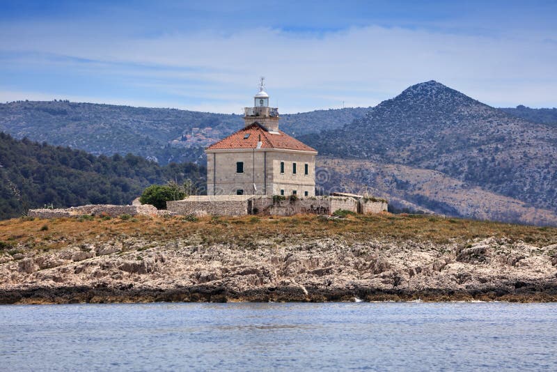 Croatia Hvar Island Lighthouse Stock Photo - Image of mountain, europe ...